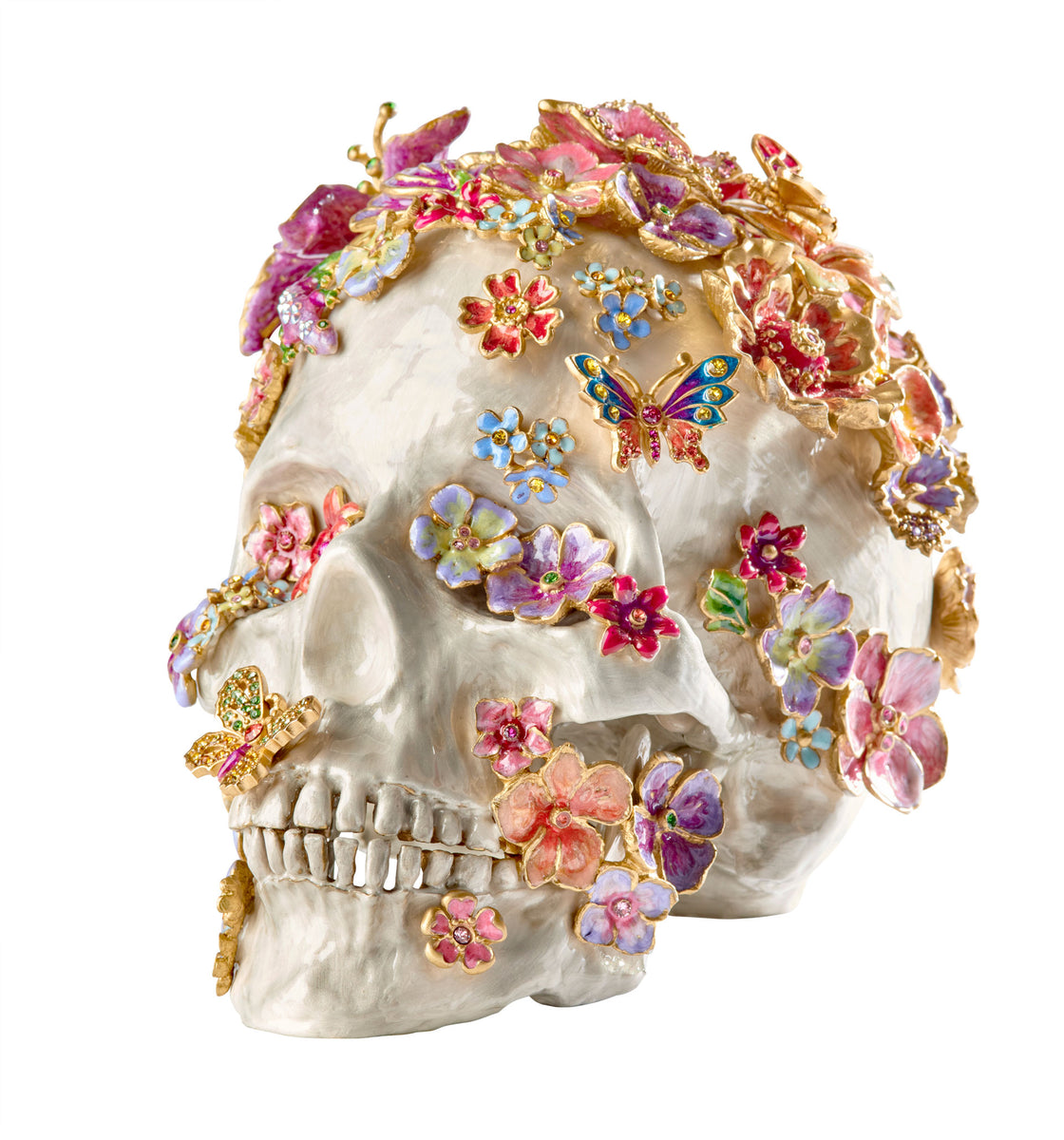 Jay Strongwater Oliver Skull and Flowers Figurine SDH1970-289 – Biggs Ltd