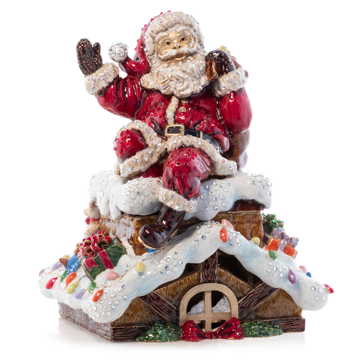Jay Strongwater Rooftop Santa Music Holiday Christmas Figure - Jingle ...