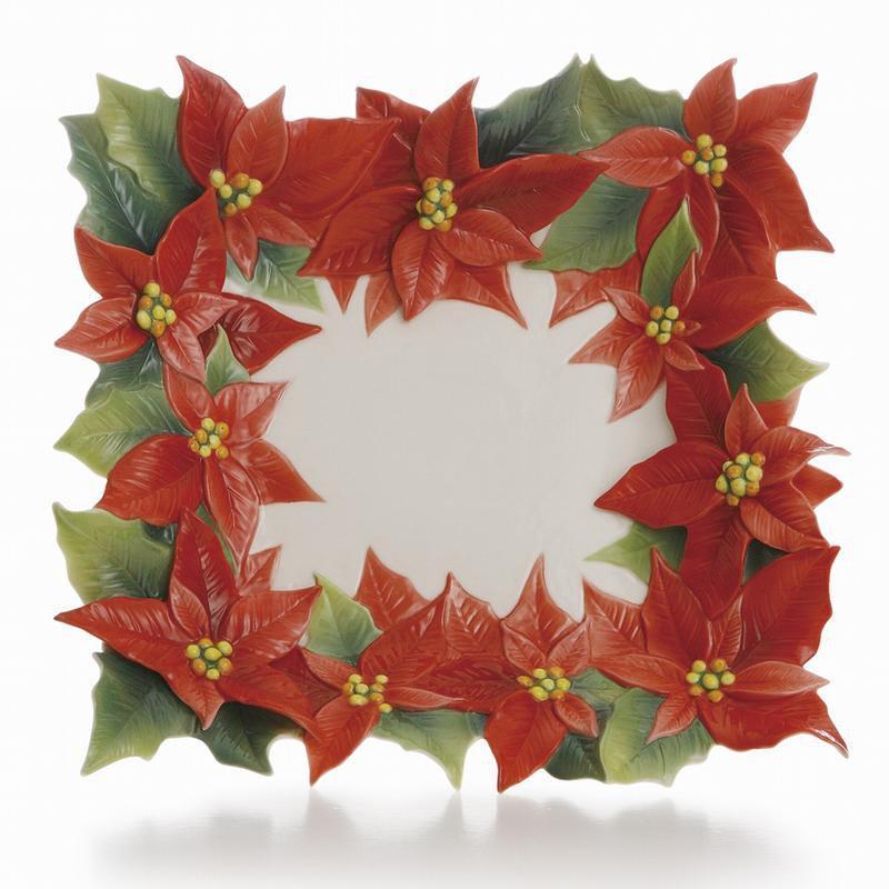 Franz Collection Holiday Classic Poinsettia Square Plate FZ01988 ...